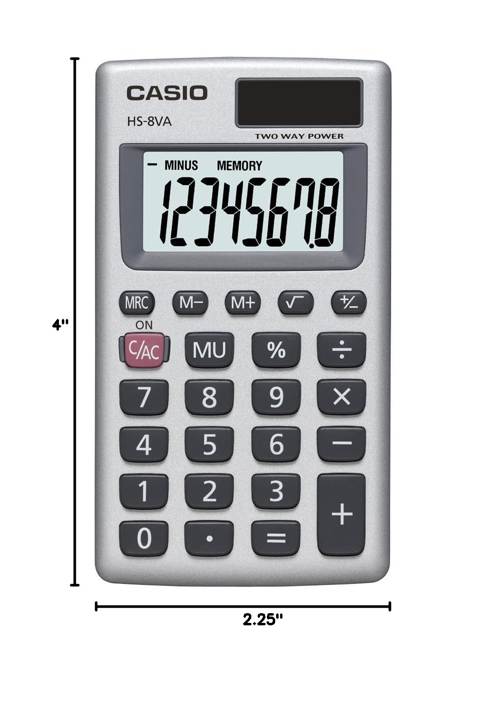 Casio HS-8VA, Solar Powered Standard Function Calculator