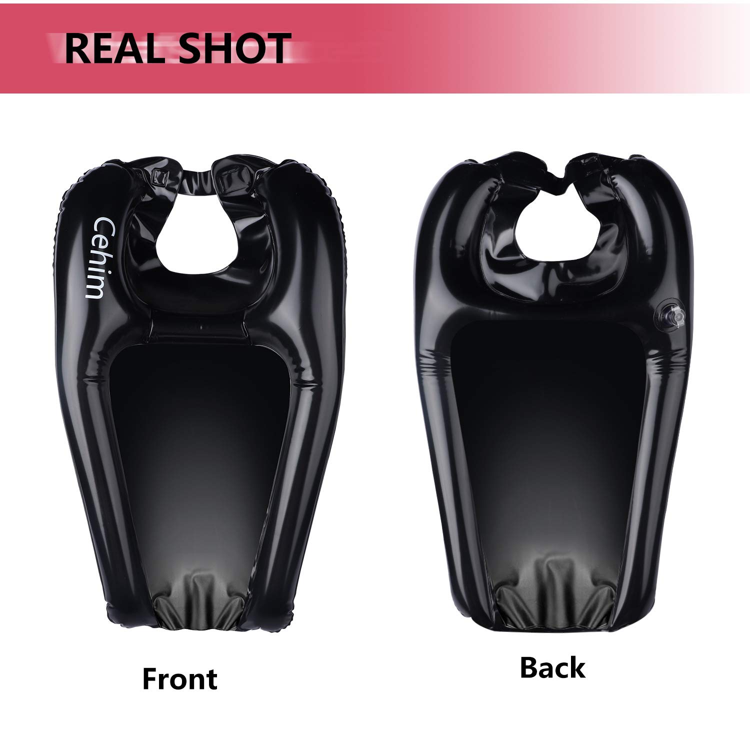 Cehim Inflatable Shampoo Basin - Portable Shampoo Bowl, Hair Washing Basin for Bedridden, Disabled,Injured, Hair Wash Tub for Dreadlocks and at Home Sink Washing (Black, Medium)