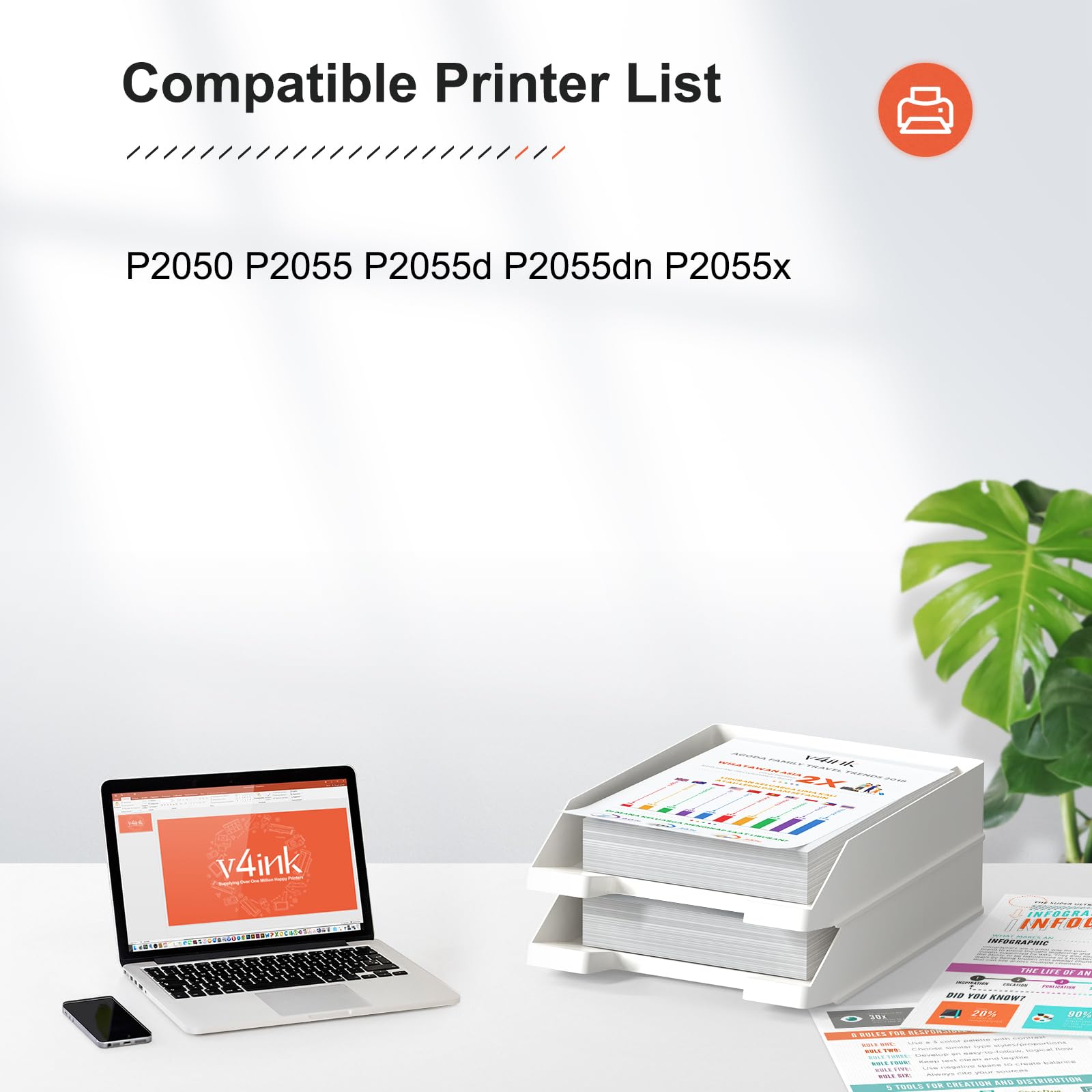 v4ink 2PK Compatible Toner Cartridge Replacement for HP 05X CE505X Toner Black Ink High Yield for use in HP P2055dn P2055 P2055D P2055X HP Pro 400 M401n M401dne M401dw MFP M425dn Printer