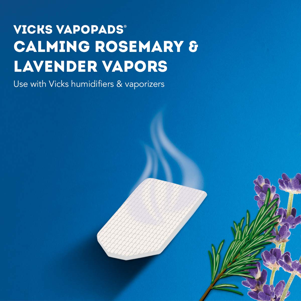 Vicks Sleepytime Waterless Vaporizer Scent Pads Rosemary, Lavender and Eucalyptus Scented Vapor Pad Refills White 6 Count (Pack of 1)