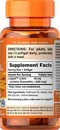 Puritan's Pride Lutein 40 mg with Zeaxanthin-60 Softgels 2 Pack