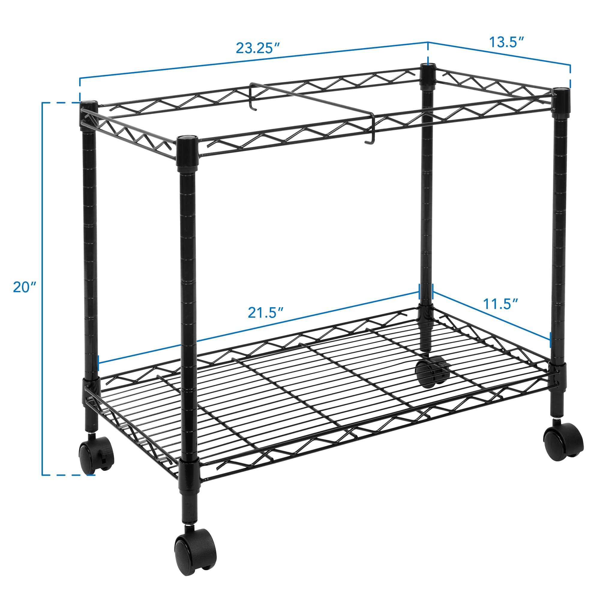 Mount-It! Rolling File Cart with Wheels | Mobile Hanging File Folder Rack | Single Tier with Storage Rack and Locking Casters | Fits Letter and Legal Size Filing Folders | 23" W x 13.5" D x 20" H