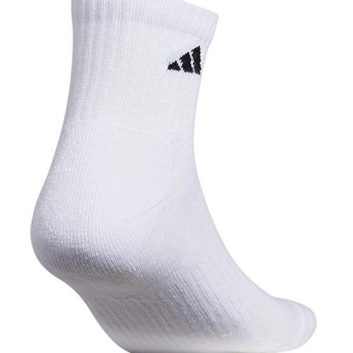 adidas Men's Athletic Cushioned Quarter Socks (6-Pair), White/Black, Large