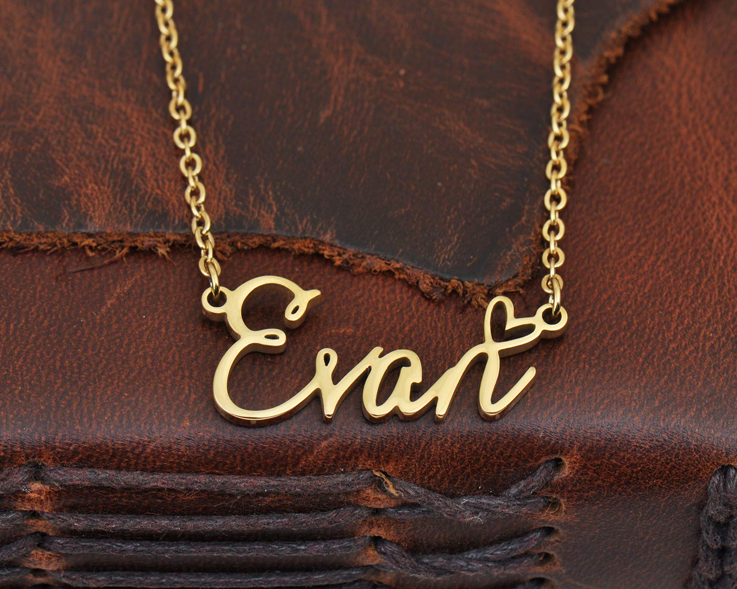 Cobi Name Necklace Name Plate Necklace Name Tag Necklace in Rose Gold