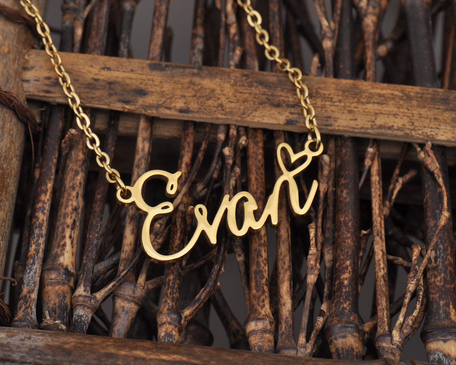 Cobi Name Necklace Name Plate Necklace Name Tag Necklace in Rose Gold