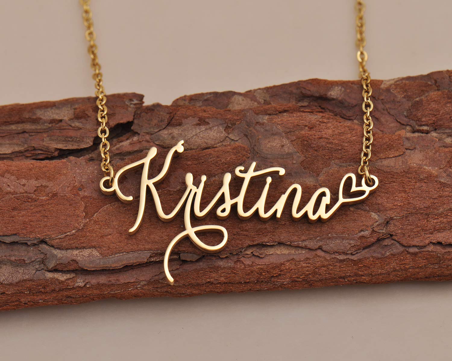 Cobi Name Necklace Name Plate Necklace Name Tag Necklace in Rose Gold