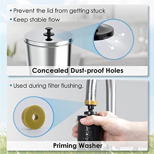 Waterdrop Gravity-fed Water Filter System, NSF/ANSI 372 Certification, 2.25G Stainless-Steel Filter System with 2 Filters and Metal Spigot, Reduces up to 99% of Chlorine-King Tank Series, WD-TK