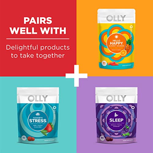OLLY Probiotic + Prebiotic Gummy, Digestive Support and Gut Health, 500 Million CFUs, Fiber, Adult Chewable Supplement, Peach, 60 Day Supply - 60 Count Pouch