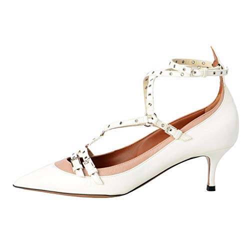 Valentino Women's Leather Two Tones Ankle Strap Kitten Heels Shoes Sz US 8 IT 39 Multi-Color