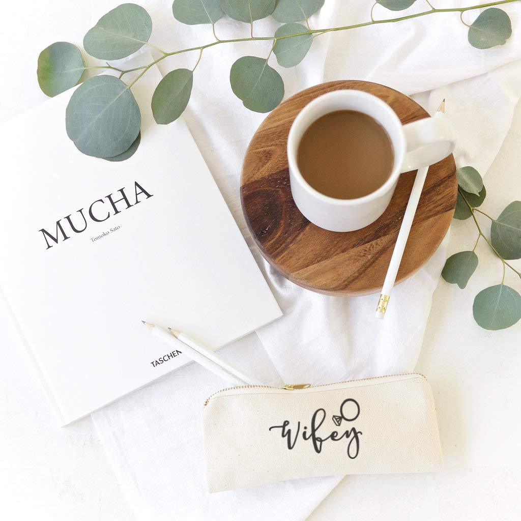 The Cotton & Canvas Co. Wifey Wedding Cosmetic Pouch, Pencil Case, Bridal Party Gift and Travel Make Up Pouch