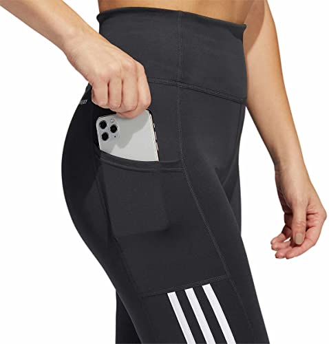 adidas Womens Lightweight High Rise 3-Stripe Mesh 7/8 Leggings (X-Large, Carbon/White)