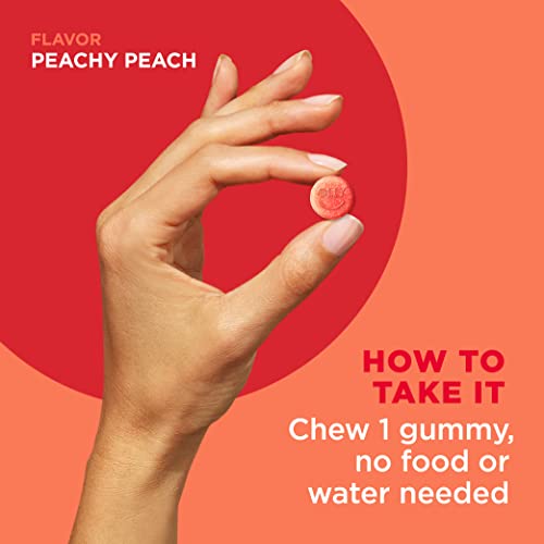 OLLY Probiotic + Prebiotic Gummy, Digestive Support and Gut Health, 500 Million CFUs, Fiber, Adult Chewable Supplement, Peach, 60 Day Supply - 60 Count Pouch