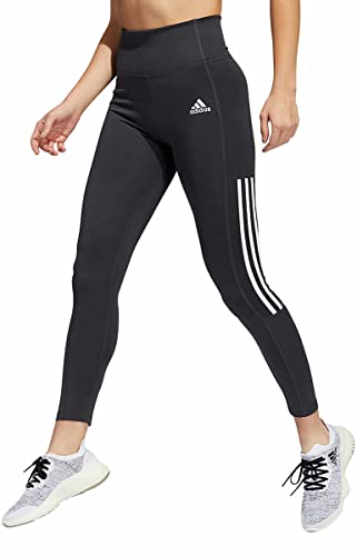 adidas Womens Lightweight High Rise 3-Stripe Mesh 7/8 Leggings (X-Large, Carbon/White)