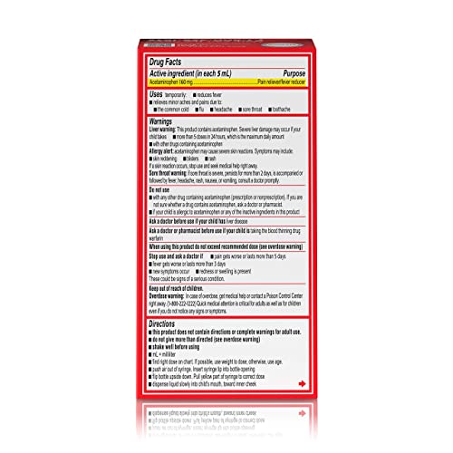 Tylenol Infants Pain and Fever Reliever, Oral Suspension, Grape Flavor, 1 Ounce (Pack of 1)