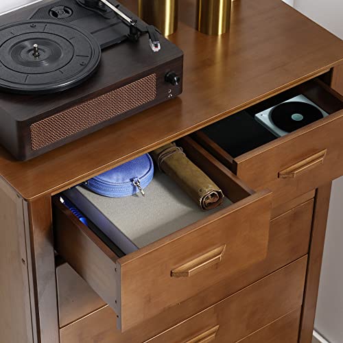 HOMCOM Tall Dresser for Bedroom, 7 Drawer Dresser, Chest of Drawers with Bamboo Frame, Brown