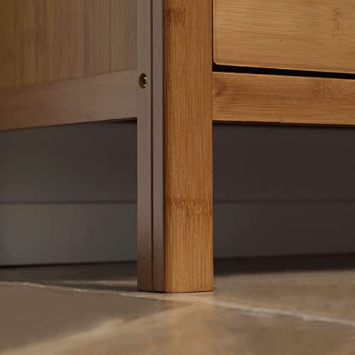 HOMCOM Tall Dresser for Bedroom, 7 Drawer Dresser, Chest of Drawers with Bamboo Frame, Brown