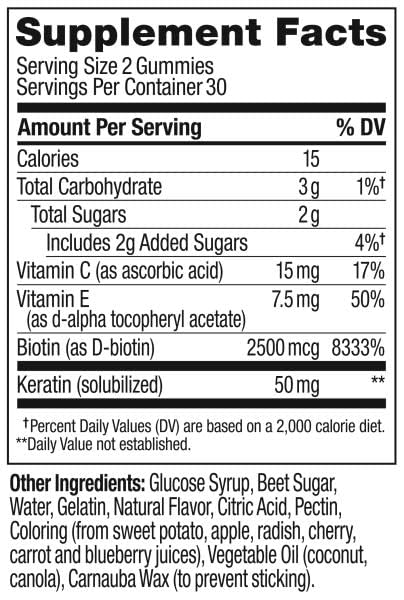 OLLY Undeniable Beauty Gummy, For Hair, Skin, Nails, Biotin, Vitamin C, Keratin, Chewable Supplement, Grapefruit, 30 Day Supply - 60 Count