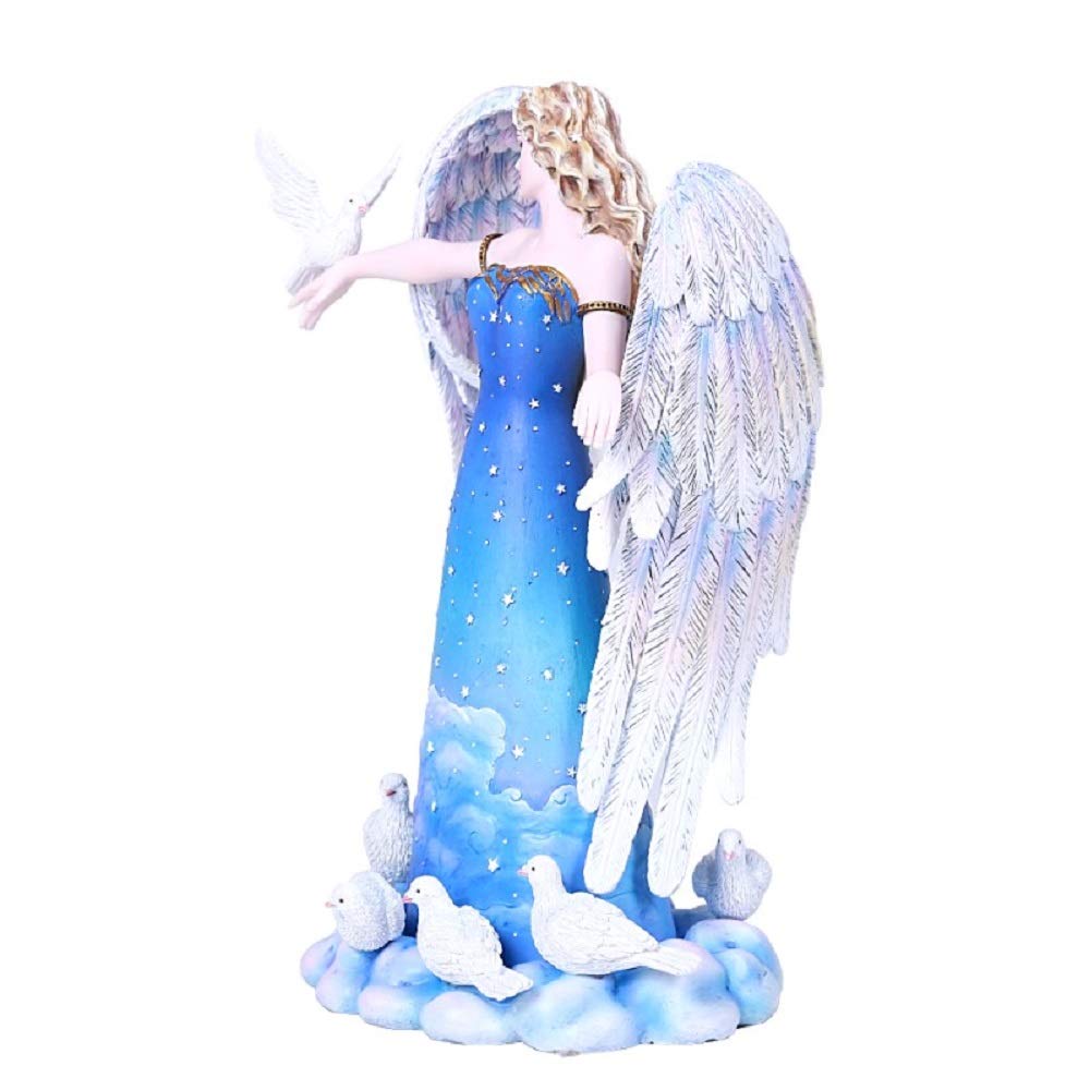 ABZ Brand Sky Night Star Guardian Changeling Angel with White King Pigeon Figurine