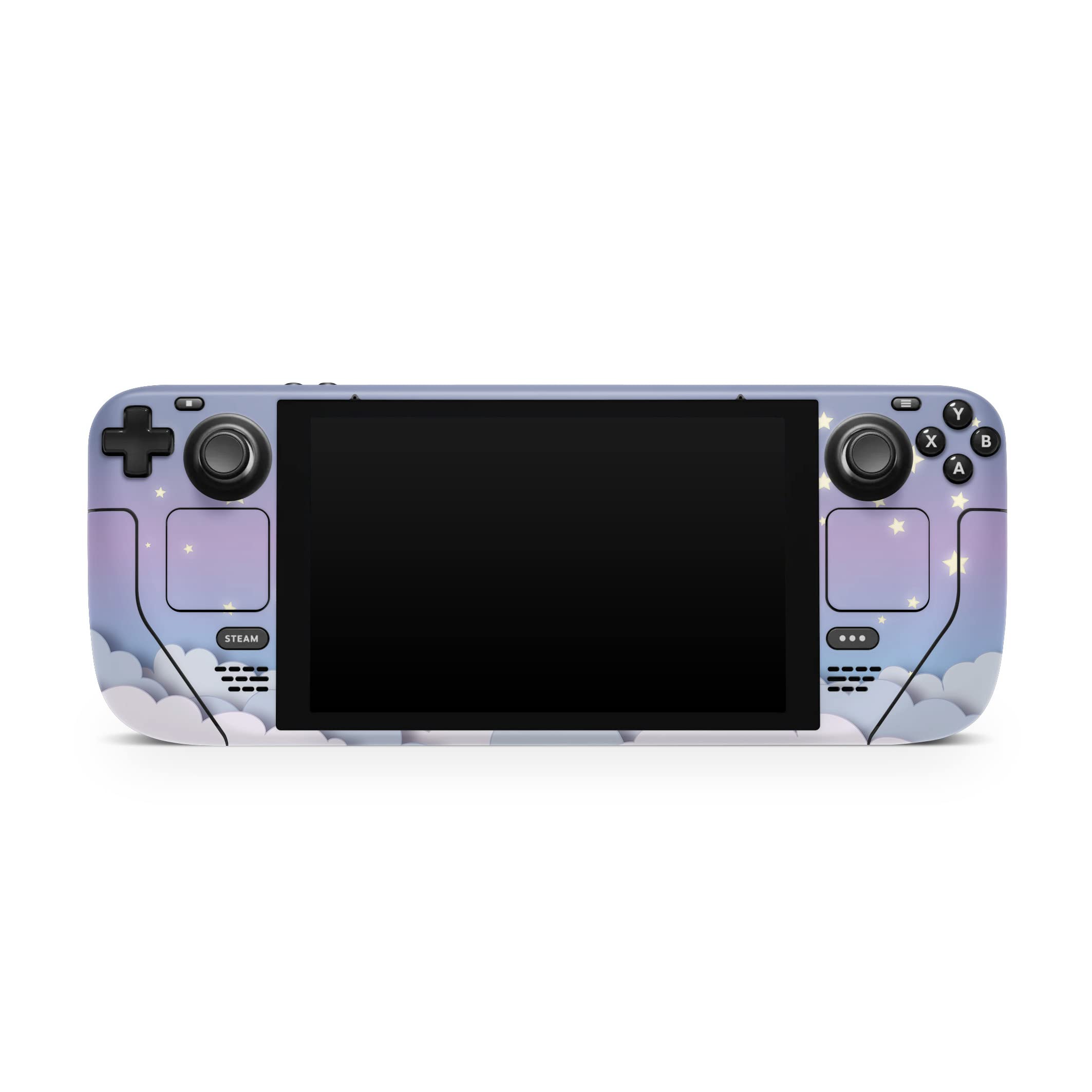TACKY DESIGN Clouds Skin Compatible with Steam Deck Skin LCD and Compatible with Steam Deck OLED Skin, Pastel Starry Premium 3M Vinyl Decal, Cute Full Wrap Purple Sky Moon Cover
