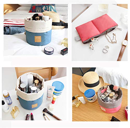 UpOne Barrel Makeup Bags, Travel Large Capacity Waterproof Portable Fashion Drawstring Cosmetic Toiletry Bag(Bag Only), Pack of 2 (Flower + Cactus)