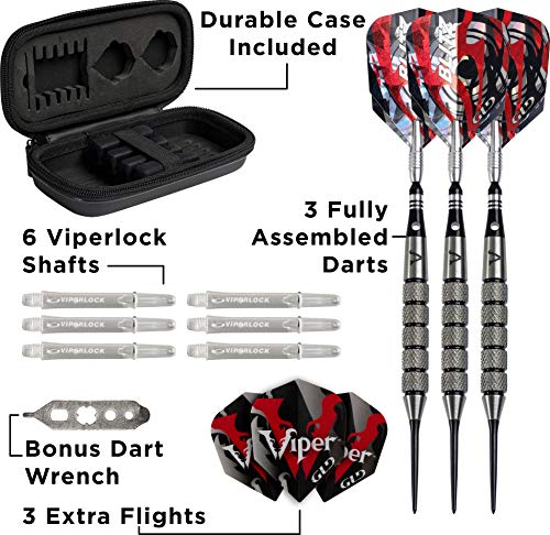 Viper by GLD Products unisex adult Viper Blitz 95 Tungsten Steel Tip Dart Set with Case 28 Grams, Black, 28-Gram US