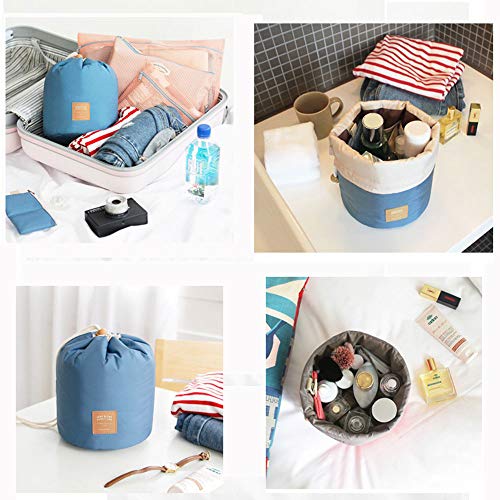 UpOne Barrel Makeup Bags, Travel Large Capacity Waterproof Portable Fashion Drawstring Cosmetic Toiletry Bag(Bag Only), Pack of 2 (Flower + Cactus)