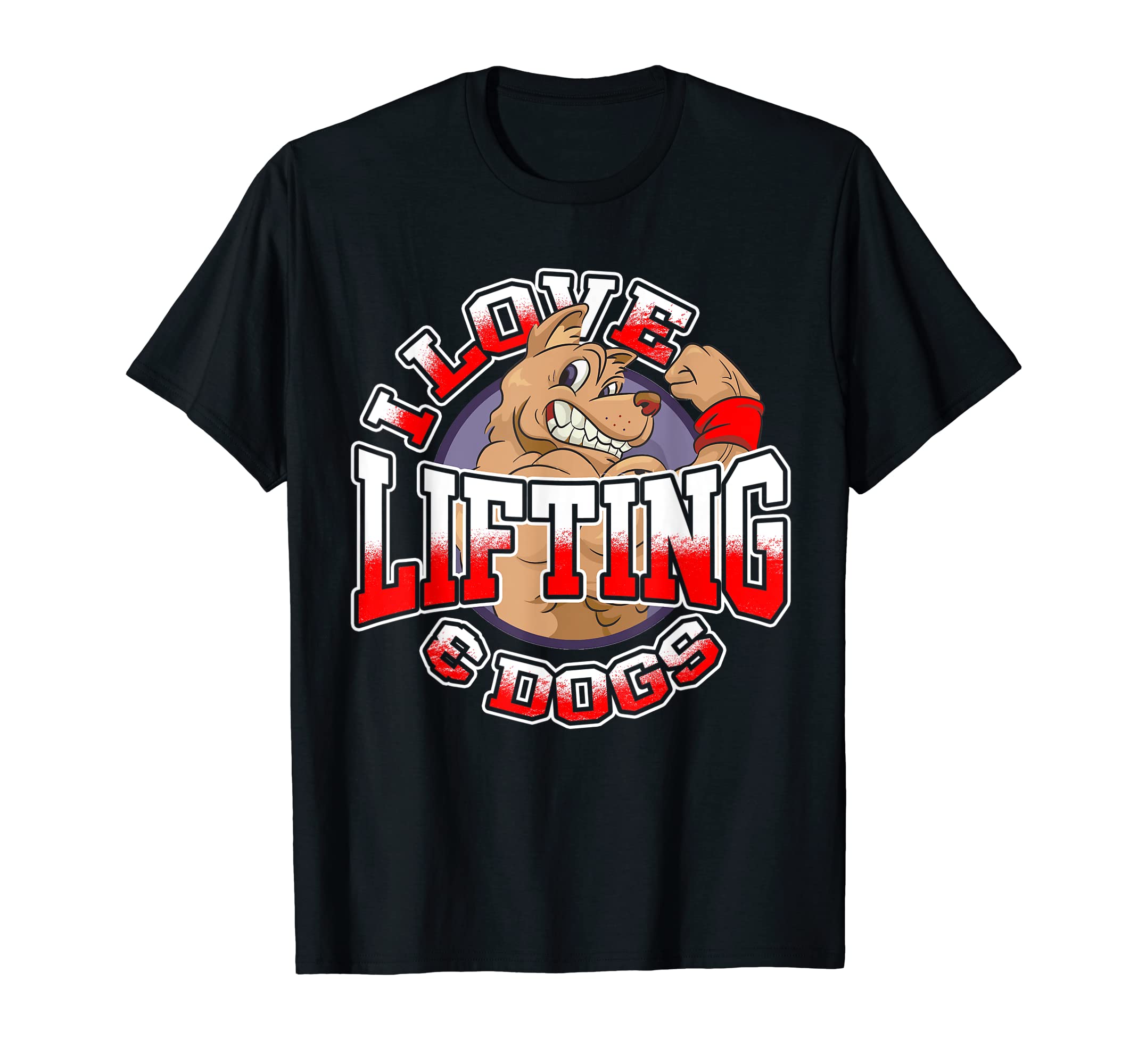 I Love Weight Lifting & Dogs Canine Workout Fitness Gift T-Shirt