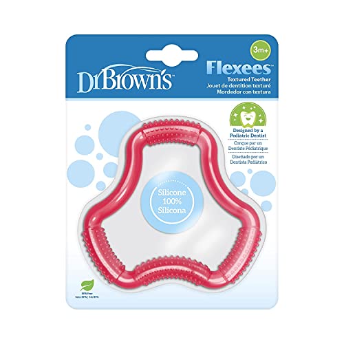 Dr. Brown's Baby Lovey Pacifier Holder & Teether Clip with Pink HappyPaci and Flexees Ergonomic Teether, 100% Silicone