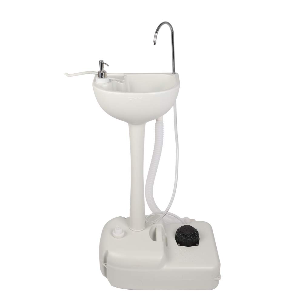 Kcelarec Portable Camping Sink w/Towel Holder & Soap Dispenser,Hand Wash Basin Stand w/Rolling Wheels - for Outdoor Events, Gatherings, Worksite & Camping (Standard)
