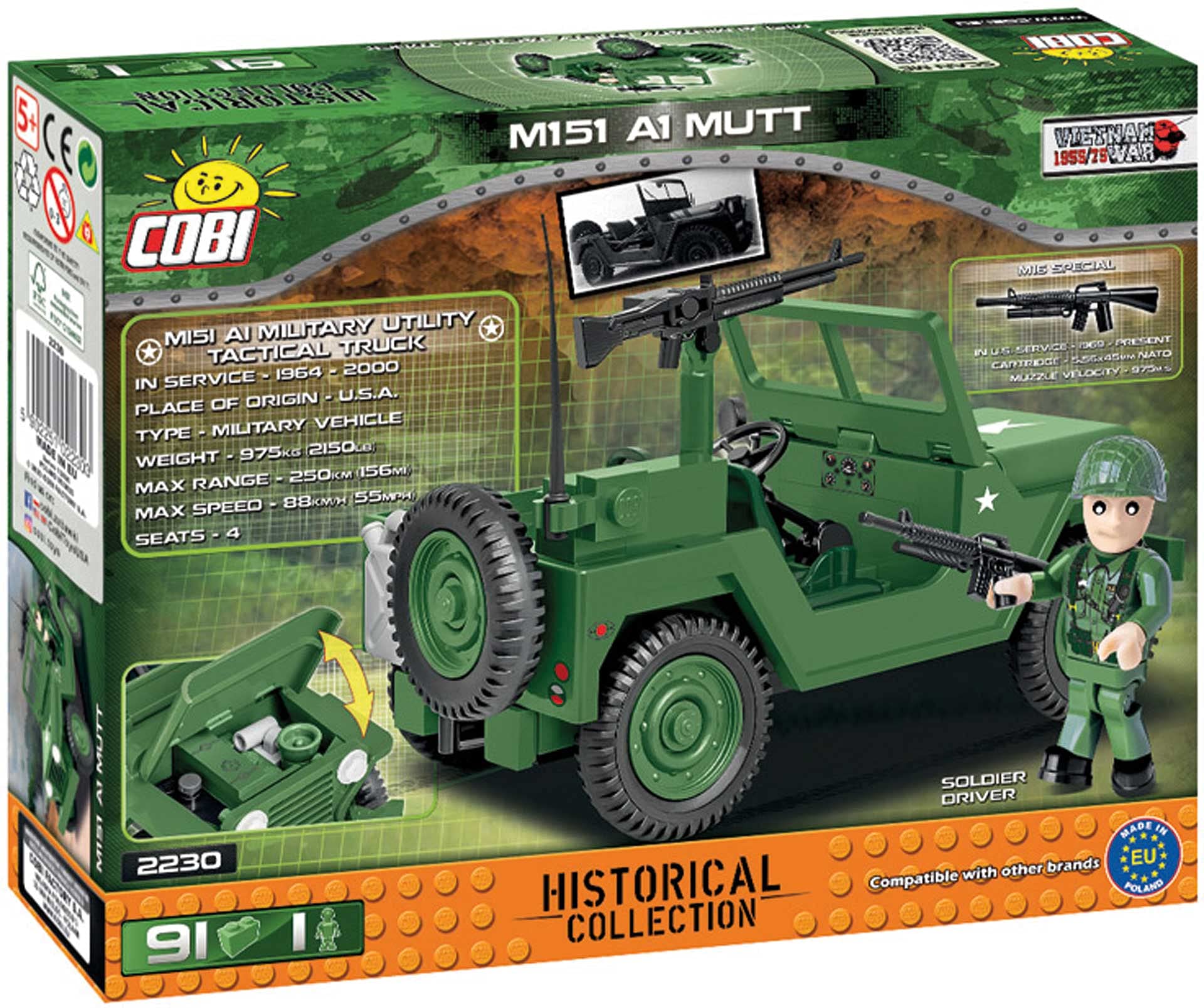 COBI Historical Collection M151 A1 Mutt Vehicle, Multicolor