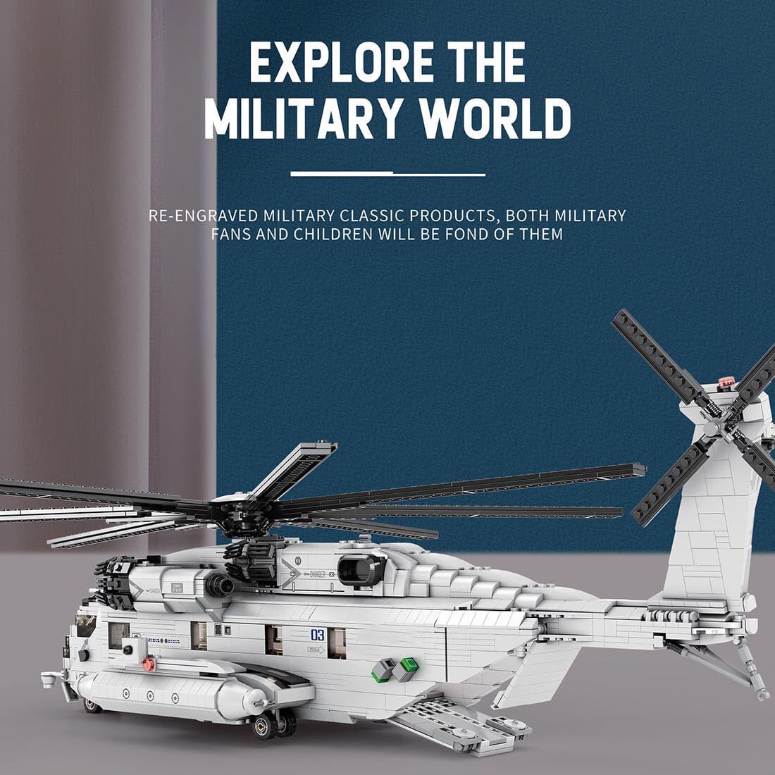 CHUO Military Army Airplane Building Bricks, MOC-127265 CH-53E Super Stallion Military Helicopter Building Blocks, 1/35 MOC Aircraft Model Plane Toy (2192 PCS)