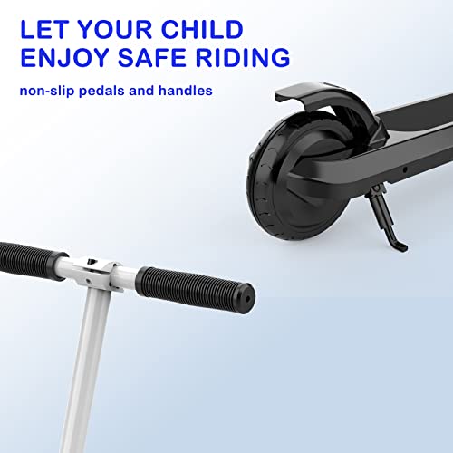 LINGTENG Electric Scooter for Kids Age of 6-10, Up to 6 mph and 80 min Ride Time, Kick-Start Boost Kids Scooter with Adjustable Speed and Height, Kids Scooter with Flash Wheel & Deck Lights(Black)