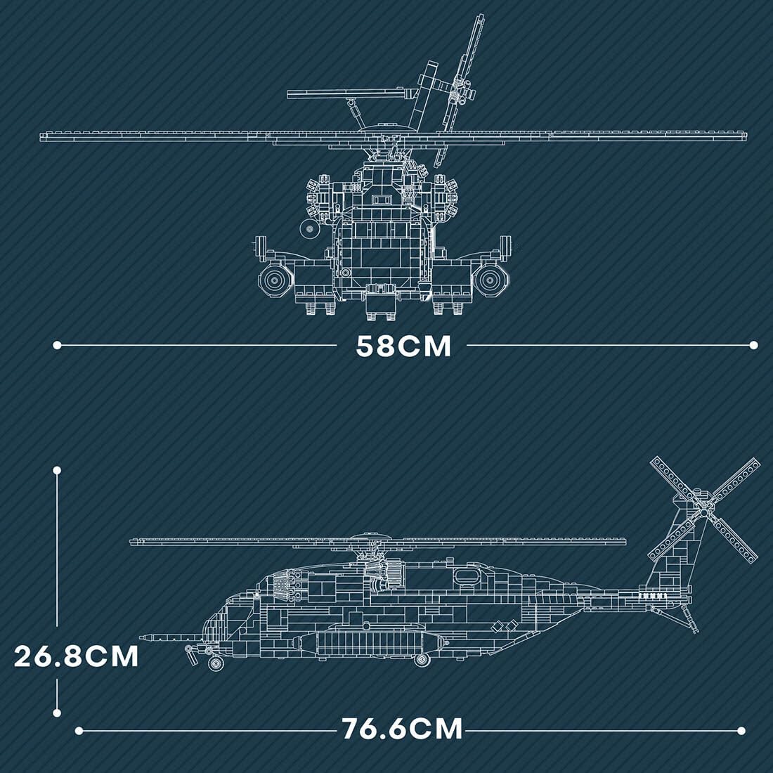 CHUO Military Army Airplane Building Bricks, MOC-127265 CH-53E Super Stallion Military Helicopter Building Blocks, 1/35 MOC Aircraft Model Plane Toy (2192 PCS)