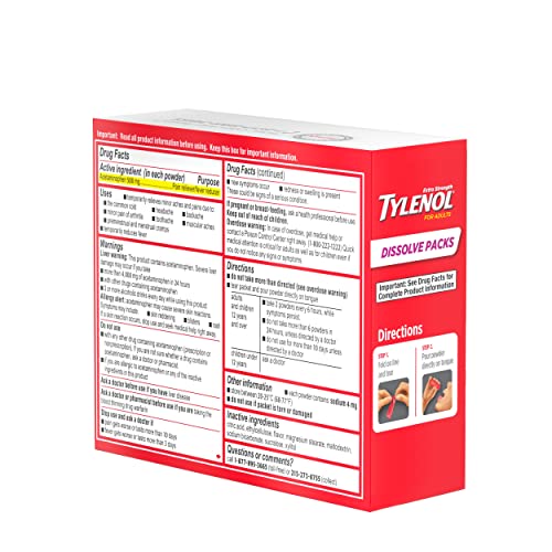 Tylenol Extra Strength Dissolve Packs with Acetaminophen for Pain & Fever, Berry, 32 Count (Pack of 1)