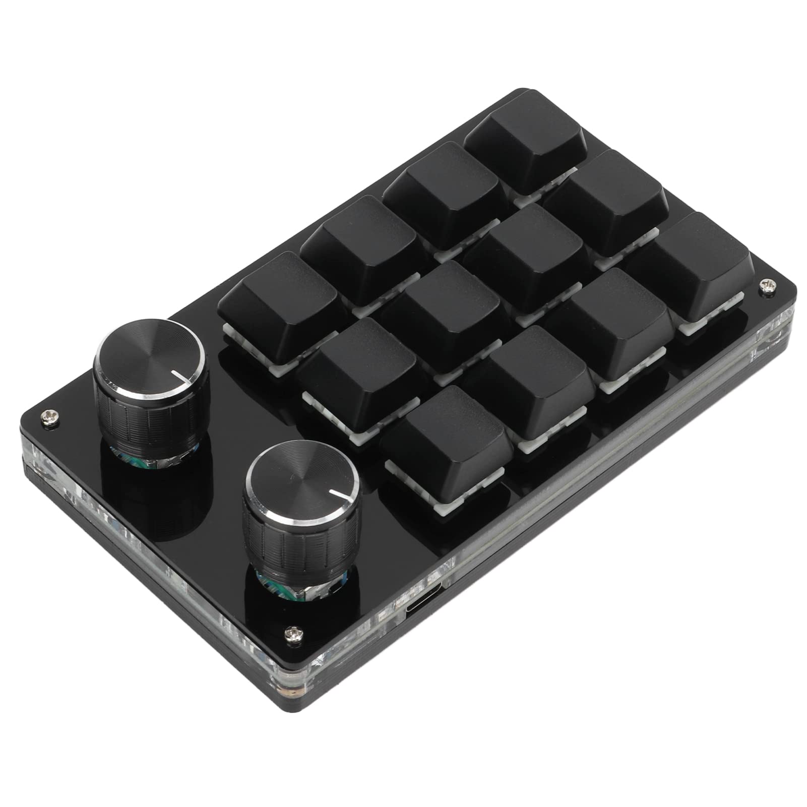 One Handed Macro Mechanical Keyboard, Portable Multifunctional One Handed Mechanical Gaming Keypad with 12 Fully Programmable Keys & Knob, for Windows, for Linux, for Vista, for OS X(Black)