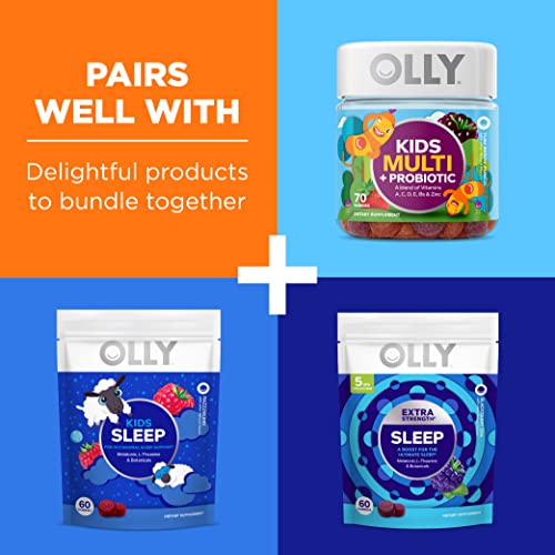 OLLY Kids Multivitamin Gummy Worms, Overall Health and Immune Support, Vitamins and Minerals A, C, D, E, Bs and Zinc, Chewable Supplement, Sour Fruit Punch, 45 Day Supply - 70 Count