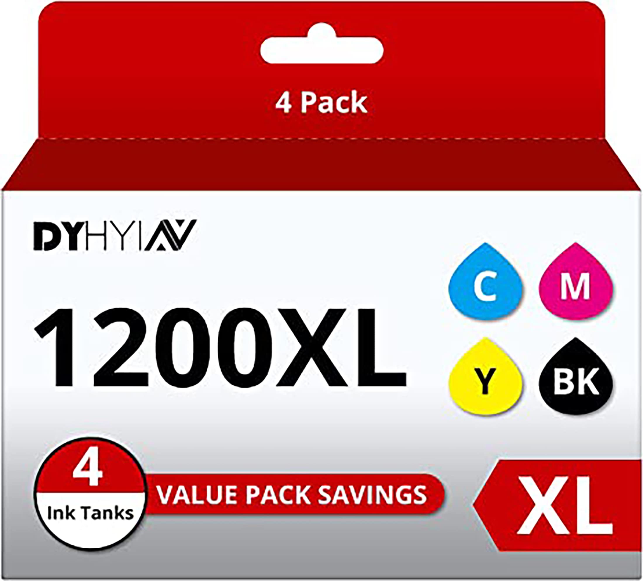DYHYIN 1200XL Compatible Ink cartridges Replacement for Maxify PGI 1200 to use with MB2720 MB2320 MB2020 MB2120 MB2350 MB2050 Printer (1 Black, 1 Cyan, 1 Magenta, 1 Yellow) 4 Pack