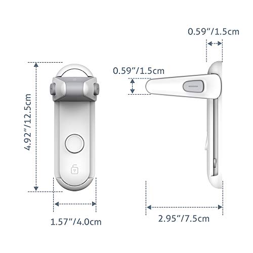 EUDEMON Childproof Door Lever Lock, Baby Safety Door Handle Lock, Easy to Install and Use 3M VHB Adhesive no Tools Need or Drill (White, 2 Pack)