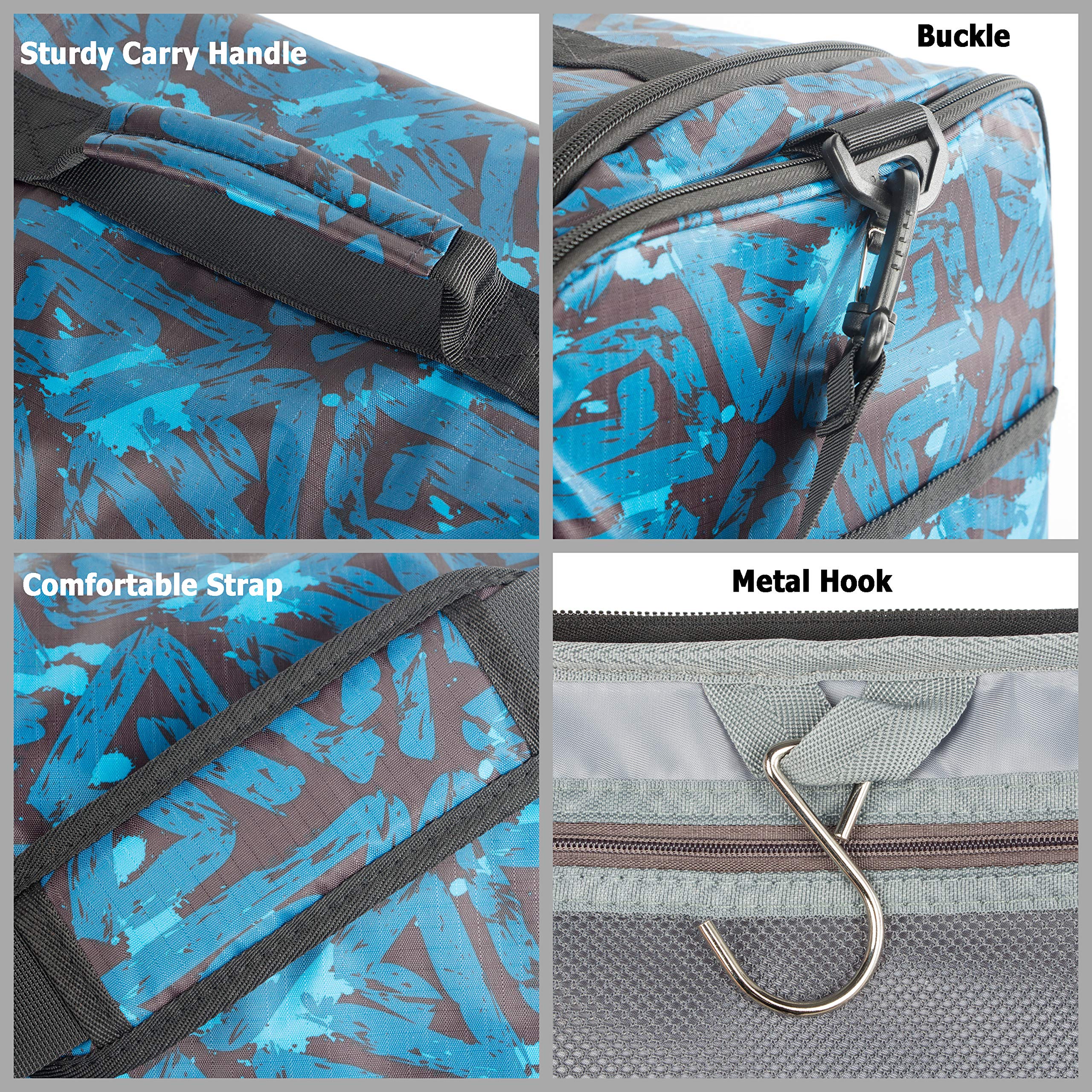 PACMAXI Yarn Storage Knitting Bag-High Capacity Portable Yarn Tote Storage Organizer with Shoulder Strap and Hook for Cotton Yarns, Crochet Hooks, Knitting Needles(Up to 10 Inch) (Blue(Large))