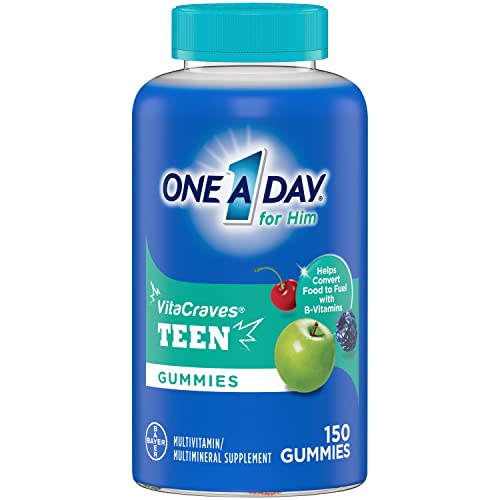 ONE A DAY Teen for Him Multivitamin Gummies Supplement with Vitamins A, C, E, B3, B6, B12, Calcium, and Vitamin D, 150 Count