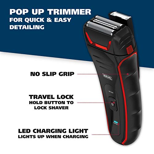 Wahl Clean & Close Electric Razor Rechargeable Wet/Dry Waterproof Electric Shaver for Cordless Men's Grooming & Beard Trimming - Lithium Ion with Long Run Time & Quick Charge β Model 7064