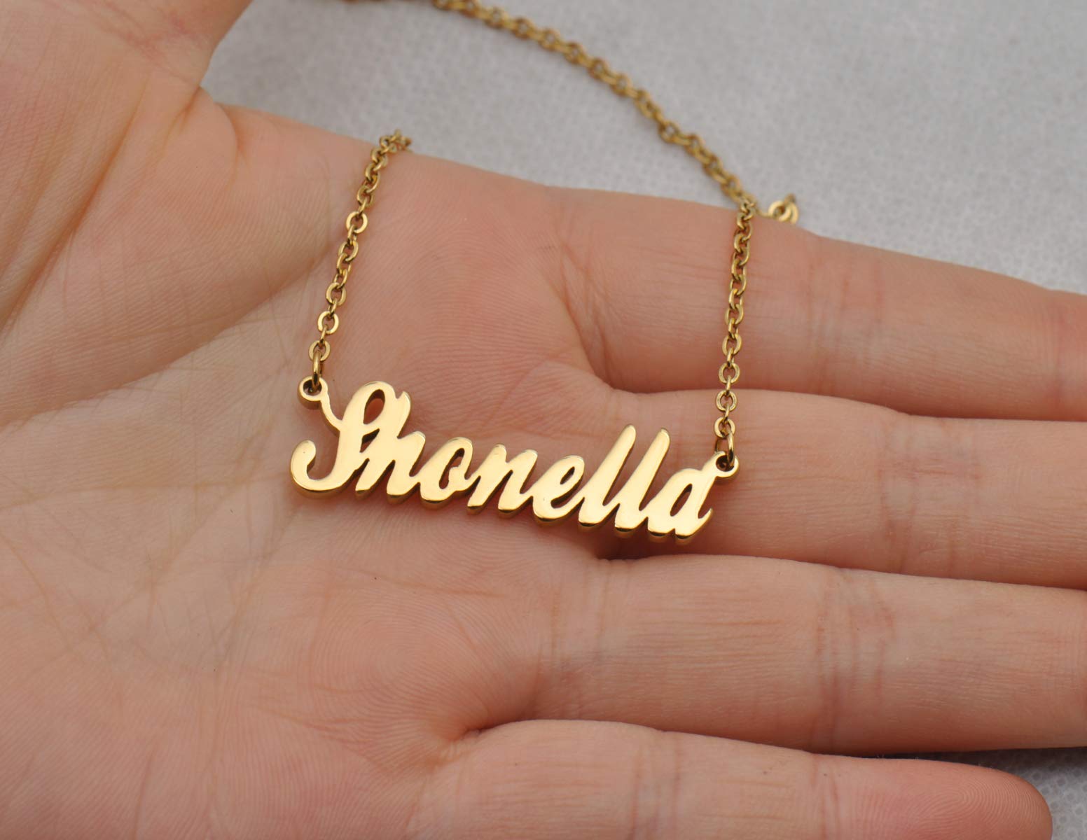 HUAN XUN Custom Personalized Gold Name Necklace in Gold Silver for Women Cobi