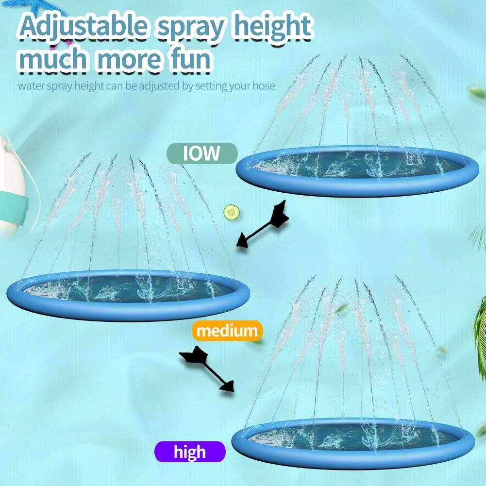 Sprinkler Splash Pad for Dogs .Non Slip Dog Pool Sprinkler for Dogs Thickened Durable Bath Pool Outdoor Games Water Mat Toys,- (59")