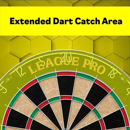Viper League Pro Regulation Bristle Steel Tip Dartboard Starter Set with Staple-Free Bullseye, Radial Spider Wire, High-Grade Sisal with Rotating Number Ring, Chalk Cricket Scoreboard, Steel Tip Darts