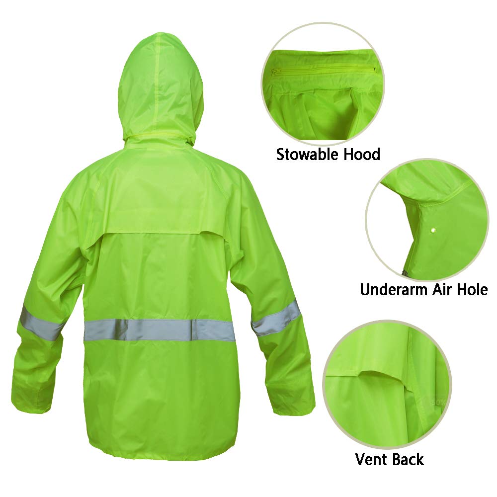 RainRider Rain Coat for Men Women Waterproof Hi-Vis Rain Suits Gear Jacket with Pants Workwear (Hi-Vis,XXX-Large)