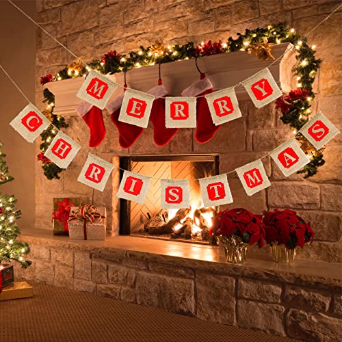 Merry Christmas Jute Burlap Banners,Christmas Decorations,Christmas Banner,Xmas Party Supplies Decorations,Photo Prop