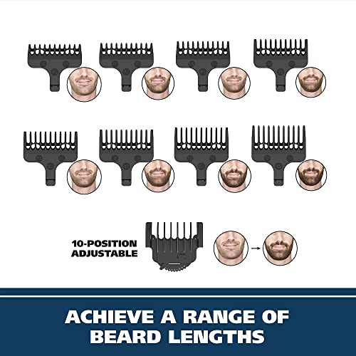 Wahl Stainless Steel Lithium-Ion Cordless Beard Trimmer for Men – Rechargeable All in One Men’s Trimmer with Rotary Ear & Nose Trimmer, & Detail Trimmer – Model 9818A