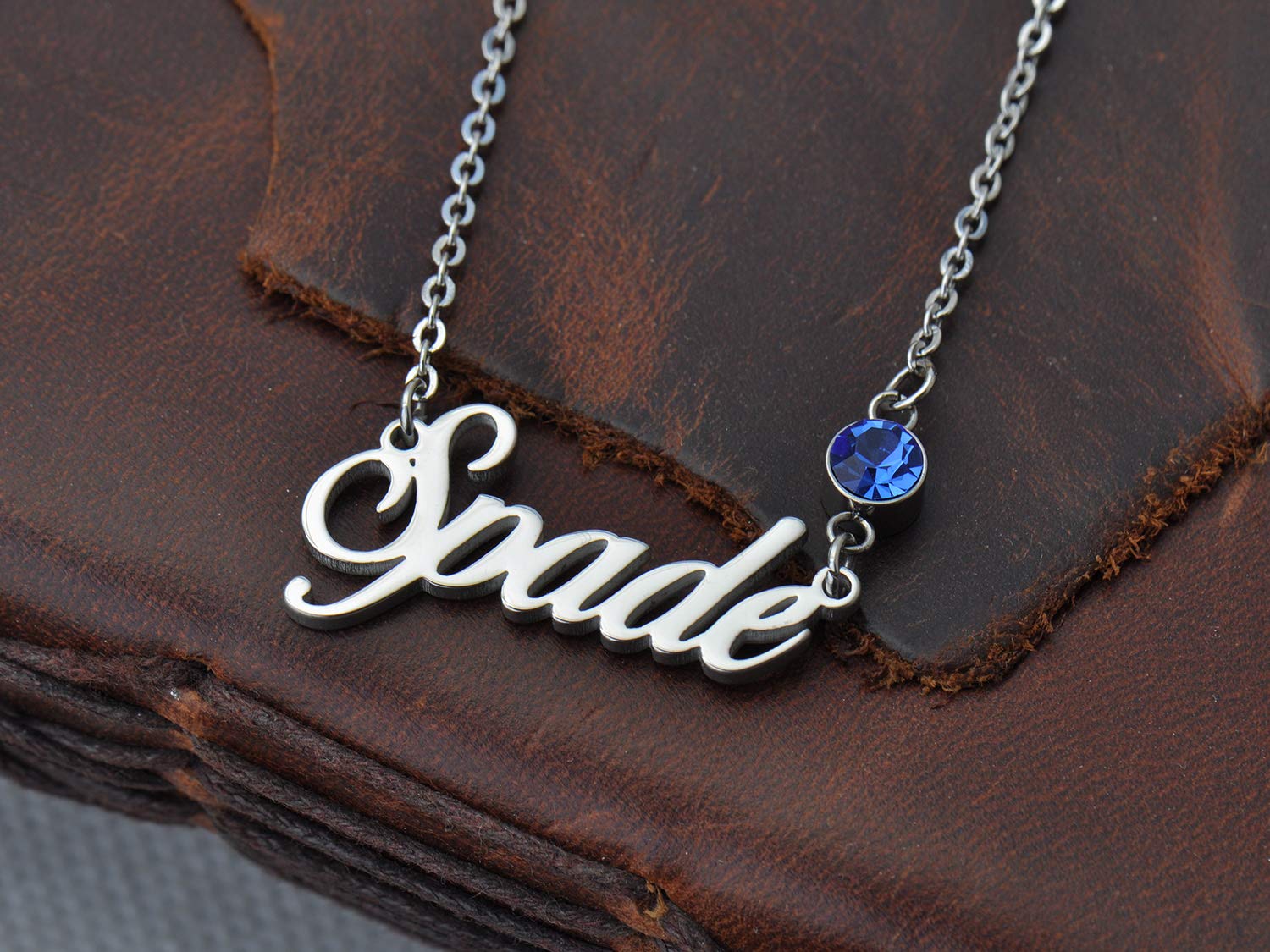 LikeFun Custom Mom Gifts Silver Pendant Birthstone Name Necklace for Her Cobi