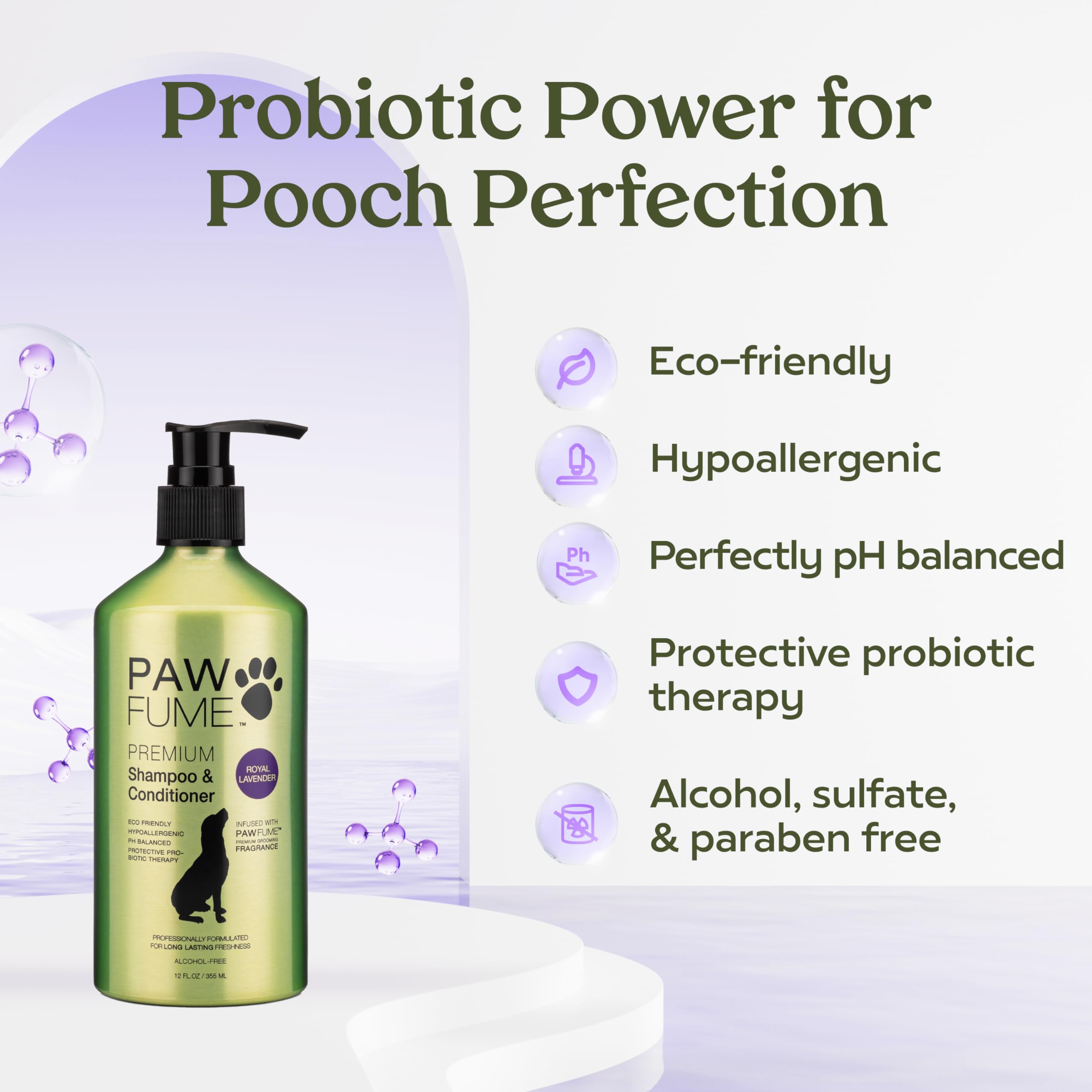 PAWFUME Grooming Dog Spray (Lavender) + Dog Shampoo and Conditioner (Royal Lavender) + Ear Cleaner for Dogs