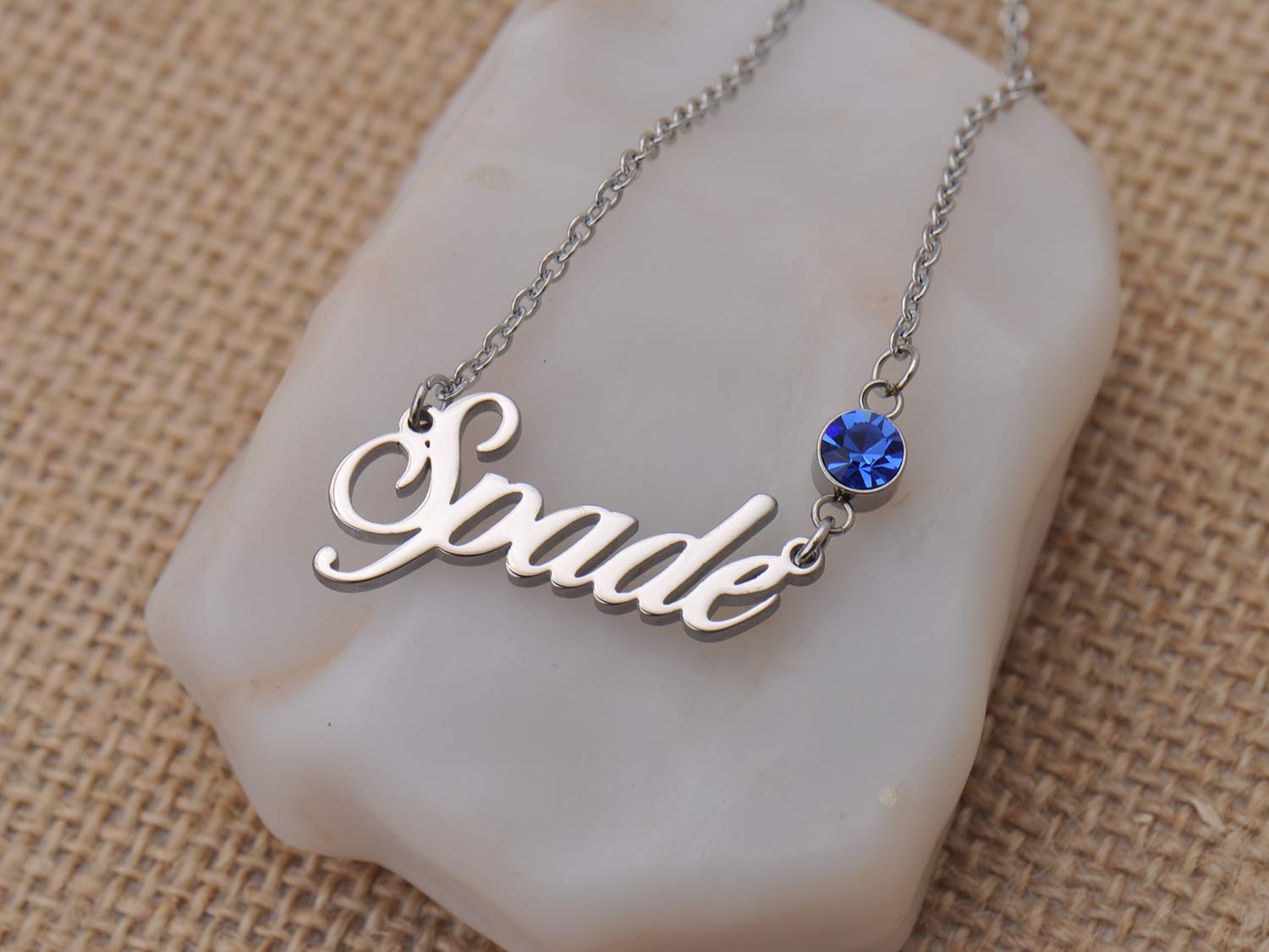 LikeFun Custom Mom Gifts Silver Pendant Birthstone Name Necklace for Her Cobi